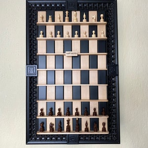 Vertical Carved Chess Set Black Chess Board With Option for Chess ...