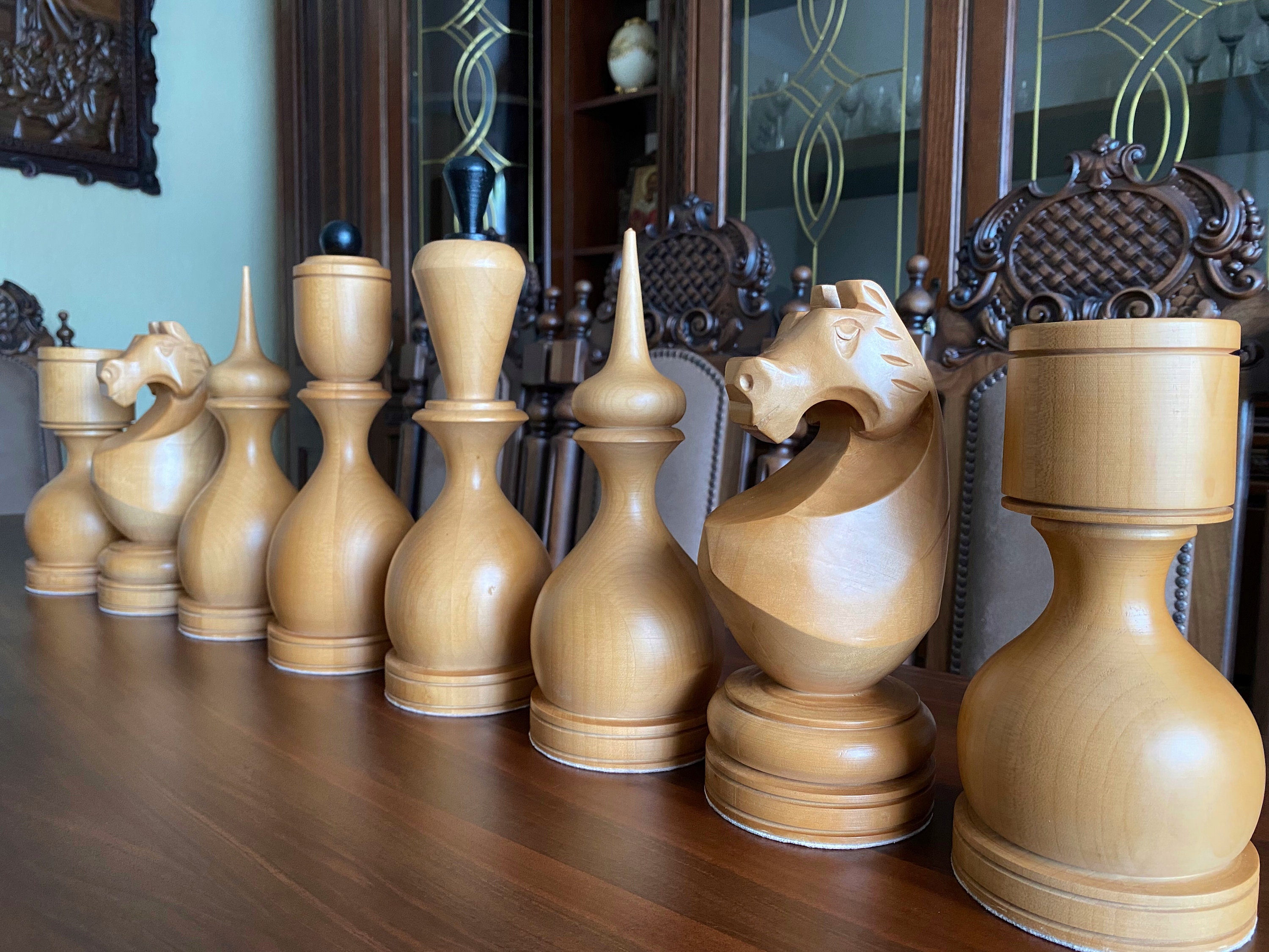 XXL Chess Pieces Large Chess Pieces Set Wooden Chess Big - Etsy UK