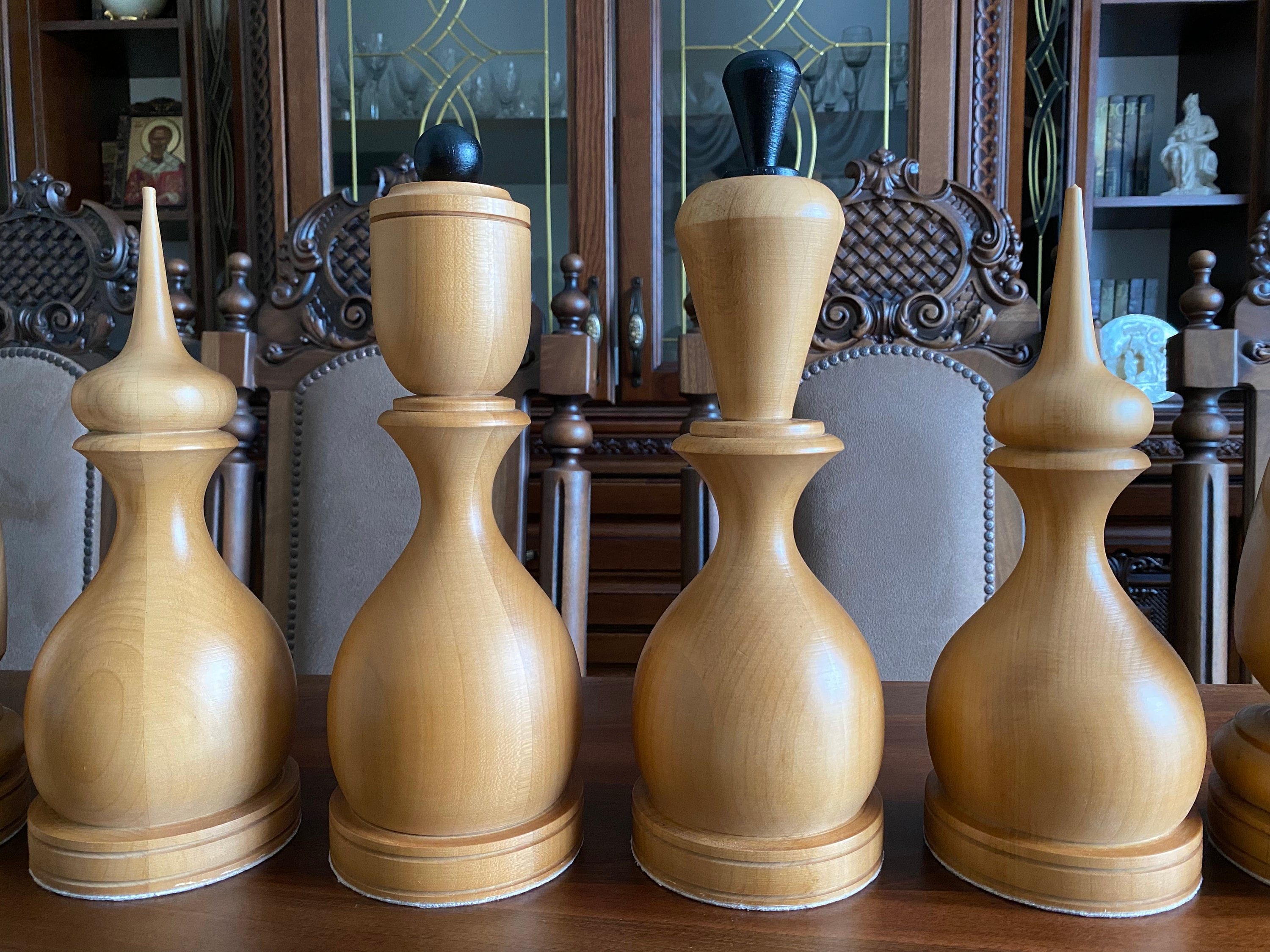 XXL Chess Pieces Large Chess Pieces Set Wooden Chess Big - Etsy