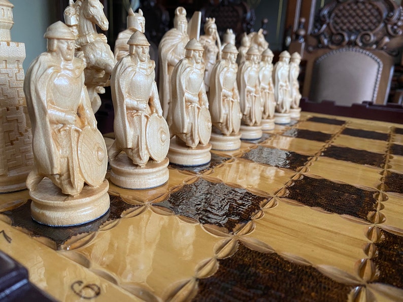Handcrafted Medieval Castle Chess Set: Large Folding Wooden Board - Etsy