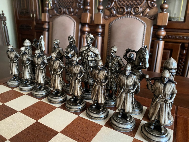 Wooden Zaporozhian Cossacks Chess Pieces, Ukrainian Style - Etsy