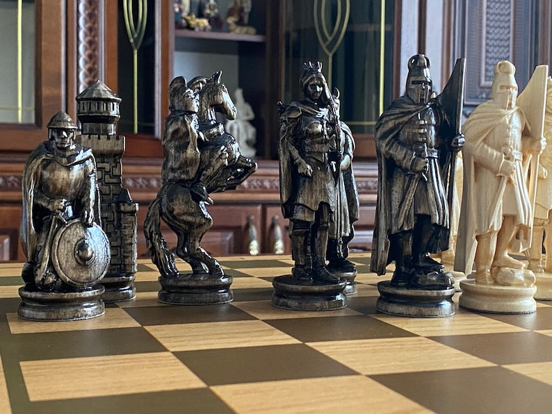 Medieval Wooden Chess Pieces Original Chess Pieces Wood - Etsy