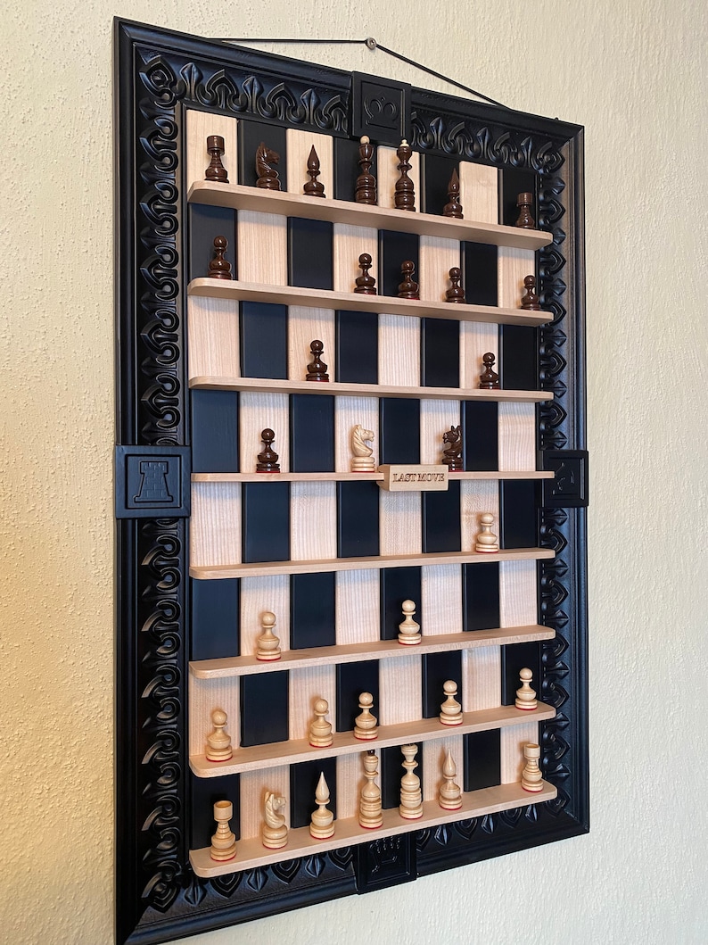 Vertical Carved Chess Set Black Chess Board With Option for - Etsy