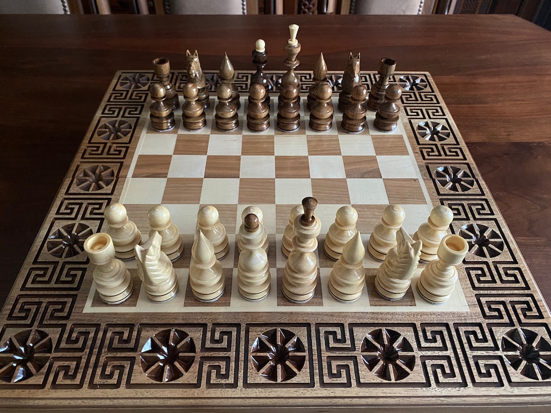 Modern Wooden Chess Set, Chess Boards, Walnut Chessboards, Large Chess ...