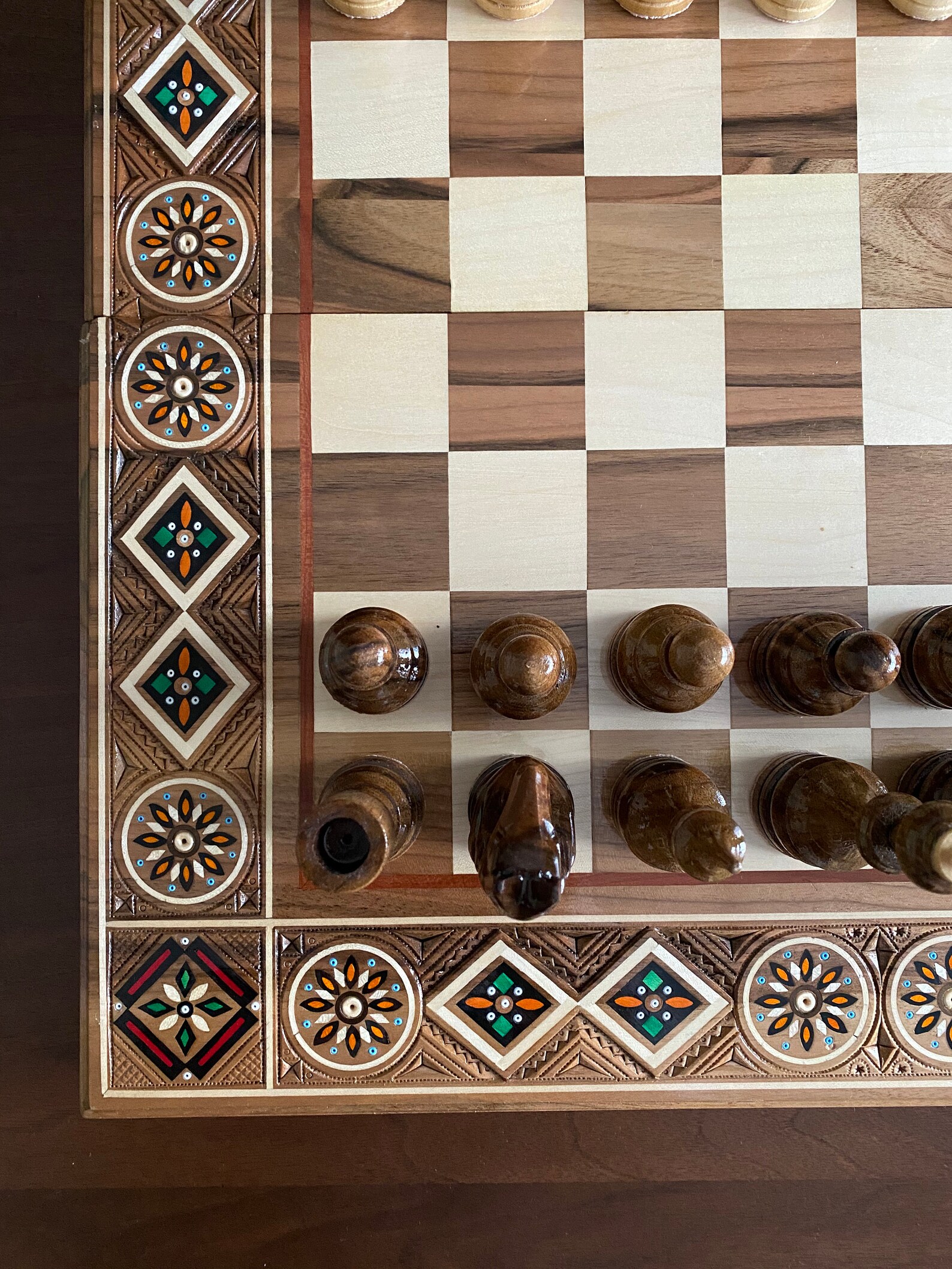 Wooden Hand Carved Chess Set Chess 3in 1 Large Chess Set Wood - Etsy