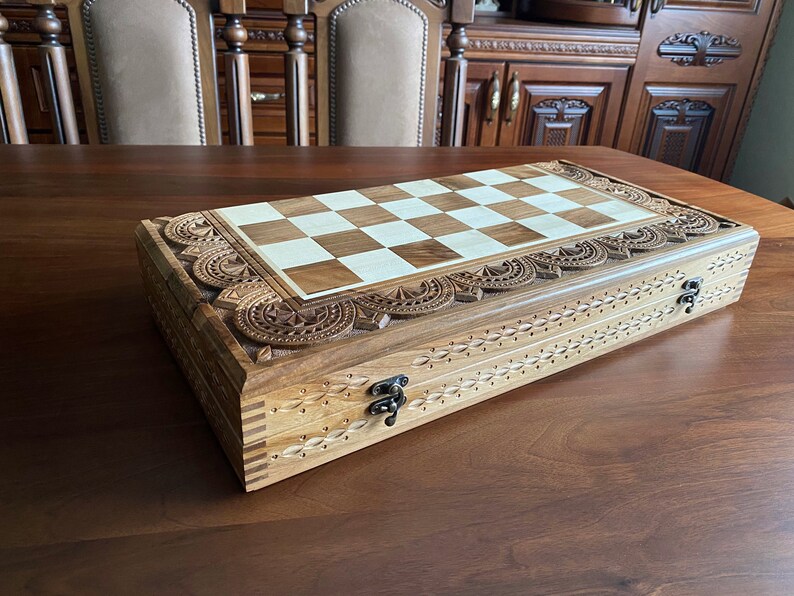 Large Chess Set Hand Carved Wooden Chess Large Chess Set Wood - Etsy