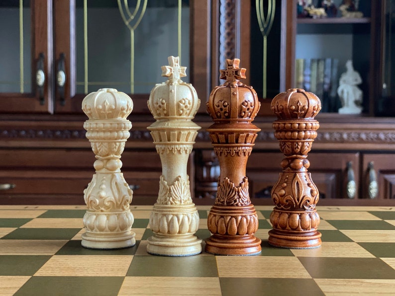 Wooden Chess Pieces lily Original Chess Pieces Wood - Etsy