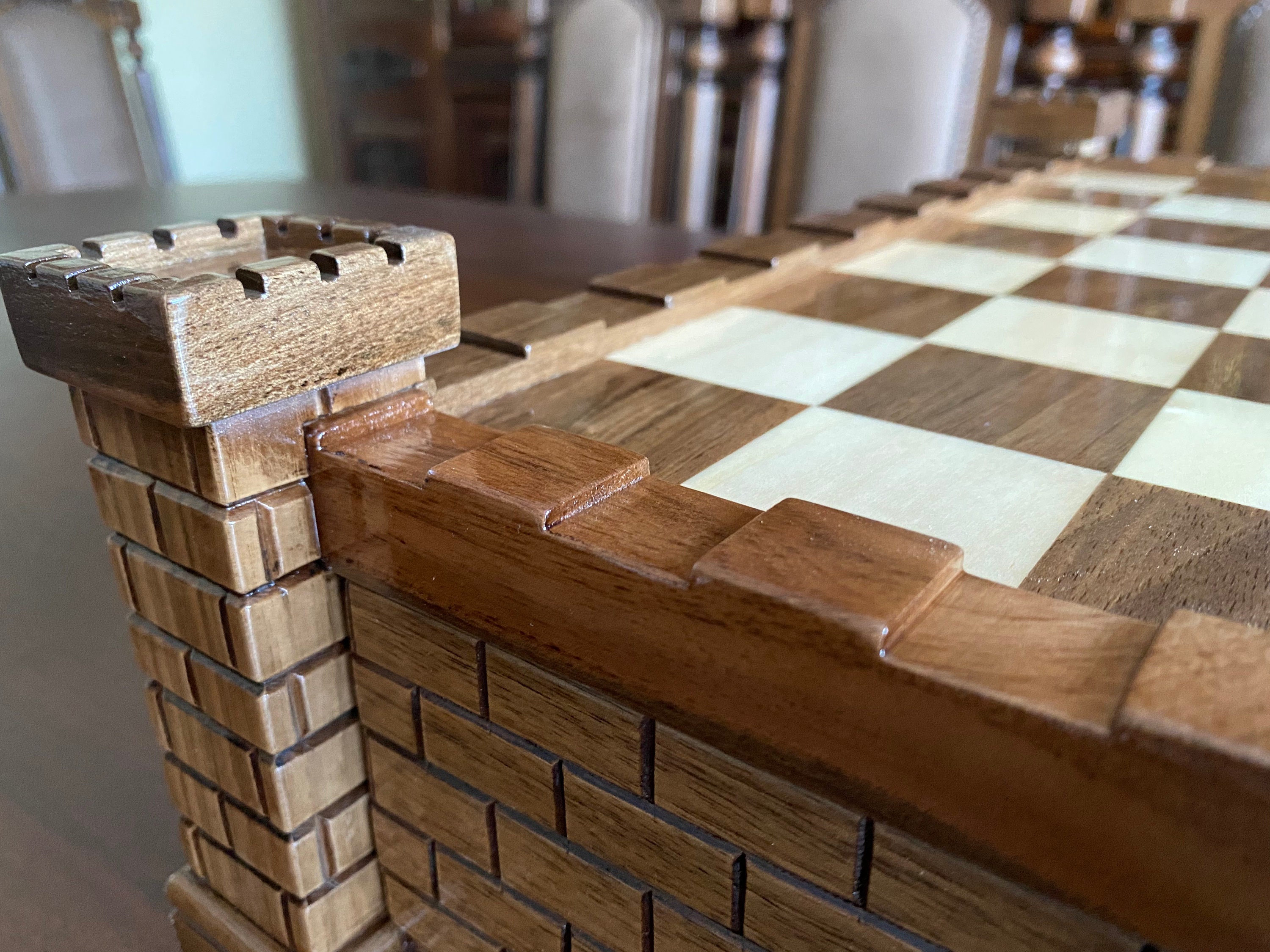Hand Carved Castle Chess Board Handmade Chess Board Luxury - Etsy