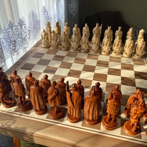 10x10 Chess Set, Original Chess Pieces, Wood Carving Chess Pieces ...