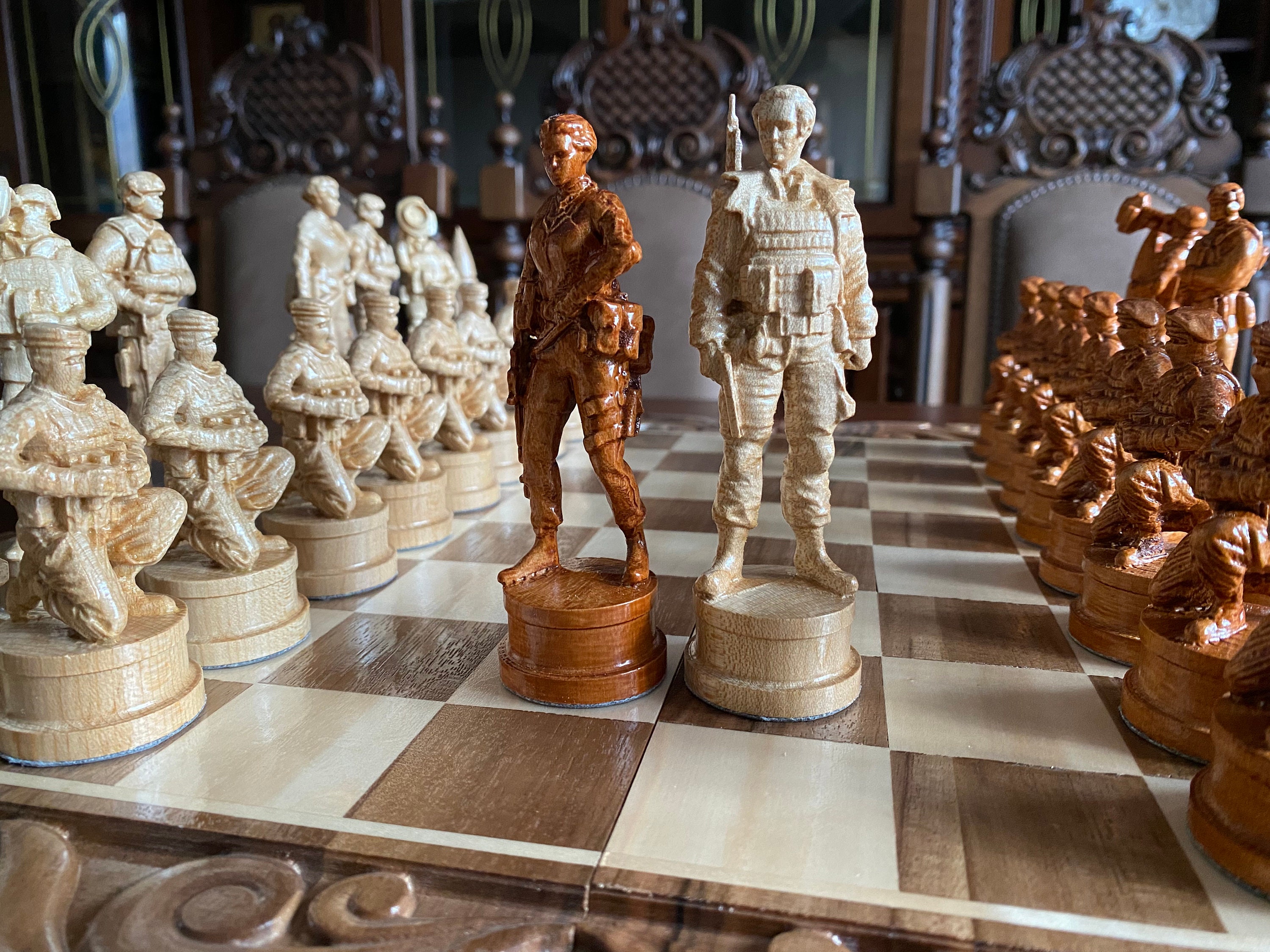 NEW ukrainian Army Wooden Chess Pieces Taras Shevchenko & - Etsy
