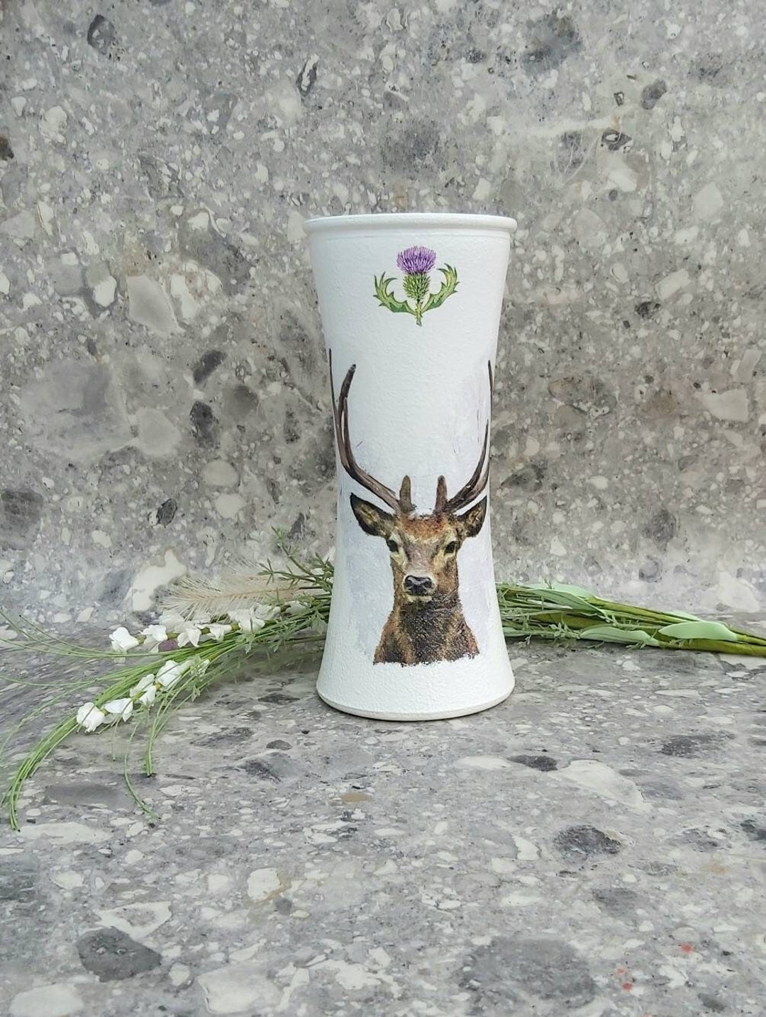 Stag Decorated Glass Vase Stag Vase Decoupaged Glass Vase - Etsy