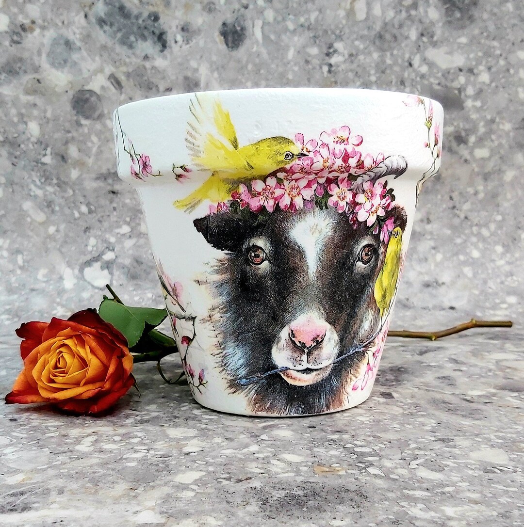 Large Goat Plant Pot 17 Cm Terracotta Goat Planter - Etsy