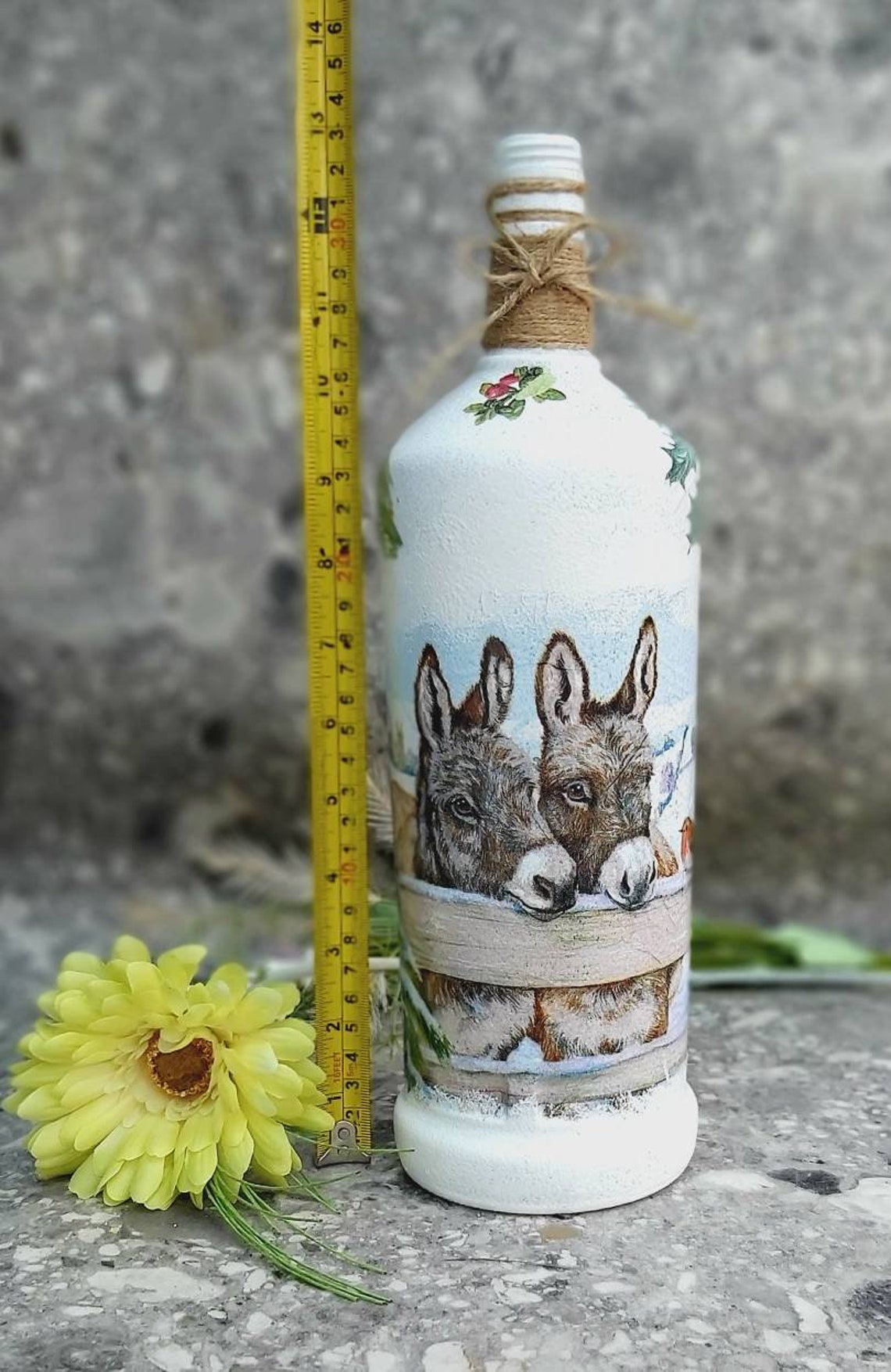 Large Donkey Light up Bottle Lamp Donkey Gift Decoupaged - Etsy UK