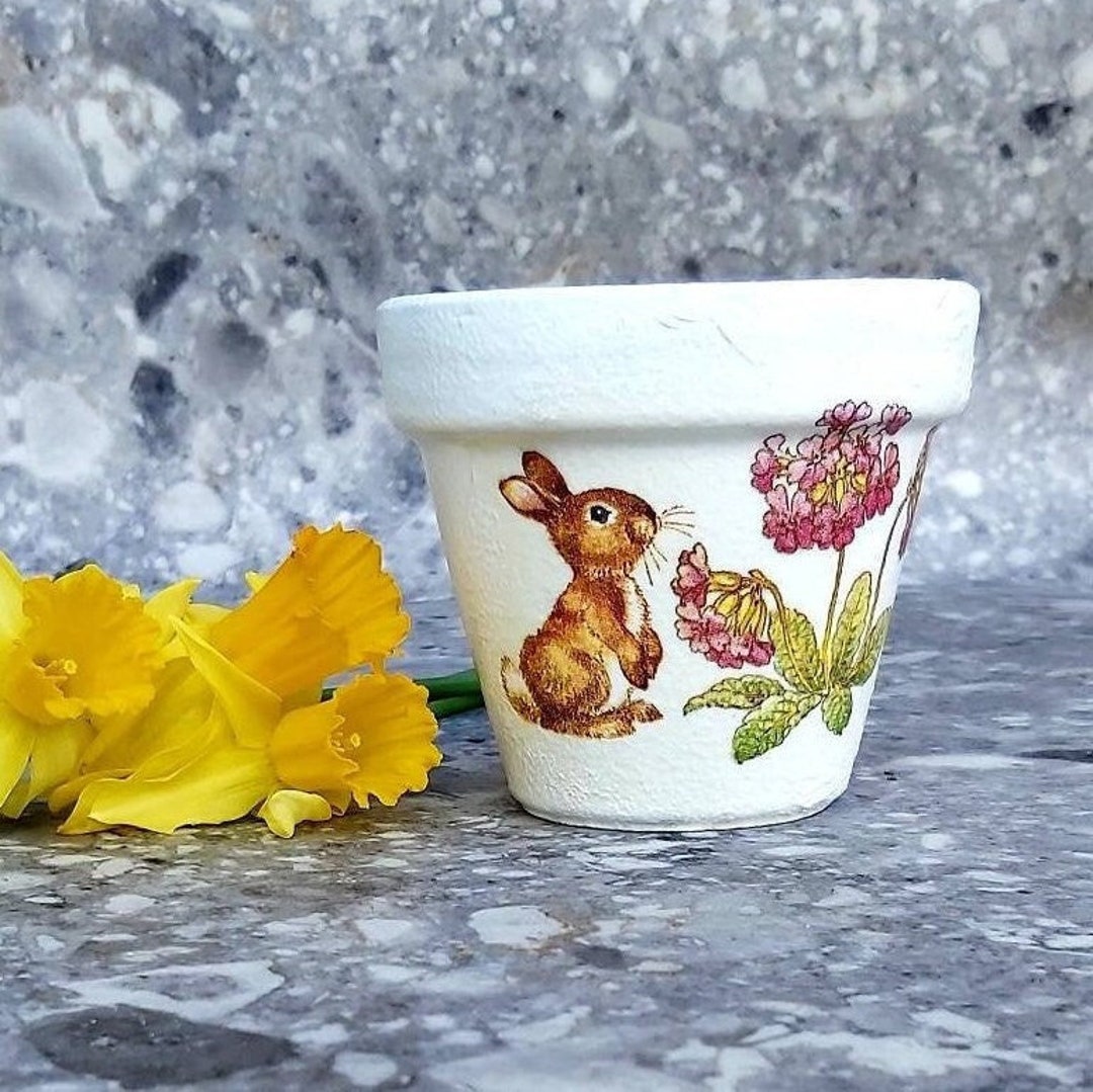 Mum Plant Pot Easter Flower Pot Decoupaged Terracotta Plant - Etsy UK