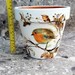 Robin Plant Pot, Large Decoupaged Robin Plant Pot, Terracotta Christmas ...