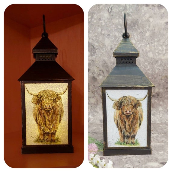 Highland Cow Indoor Lantern LED Lantern Highland Cow | Etsy UK