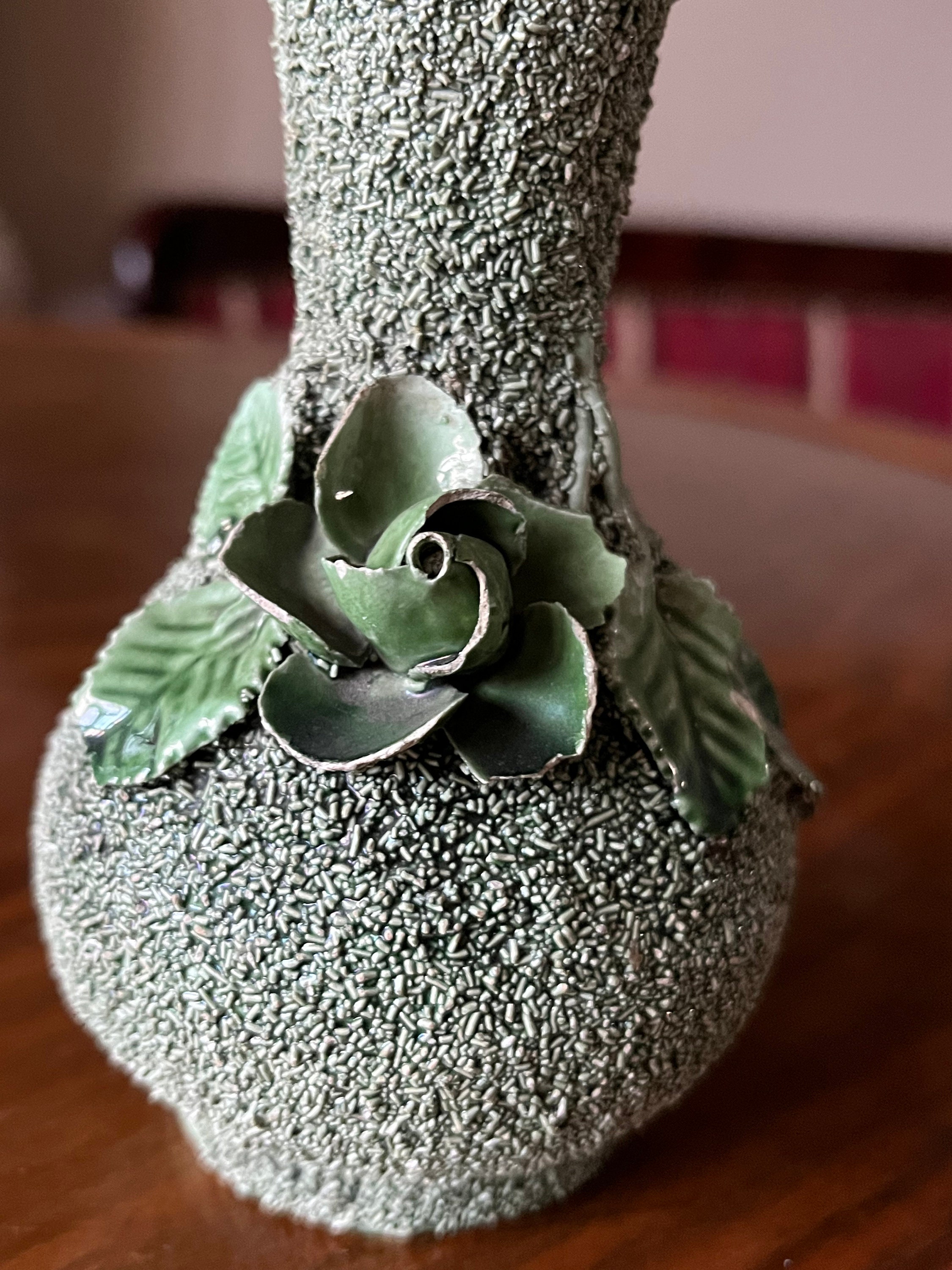 Antique British Samuel Lear England Sand Majolica Pottery Vase With ...