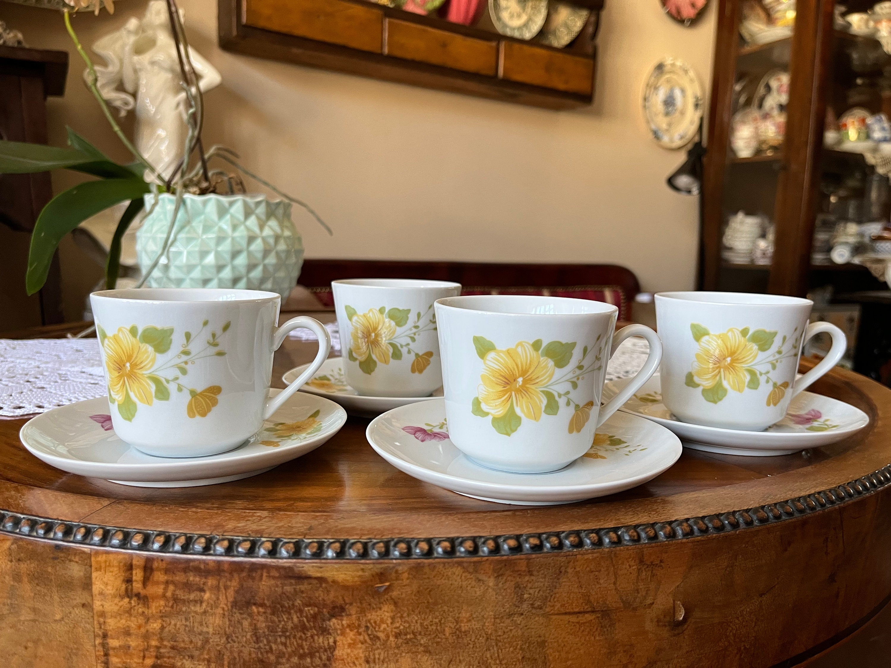 Beautiful Vintage Retro Kahla GDR Tea/ Coffee Sets, Set of a 4, With One Small Fawl, Lovely ...