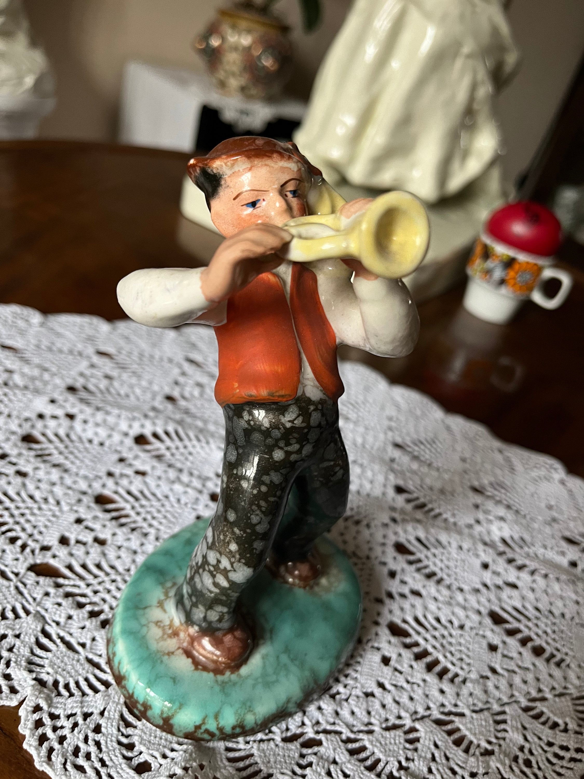 Antique RARE Vintage Art Deco Ditmar Urbach Boy With a Trumpet Figurine ...