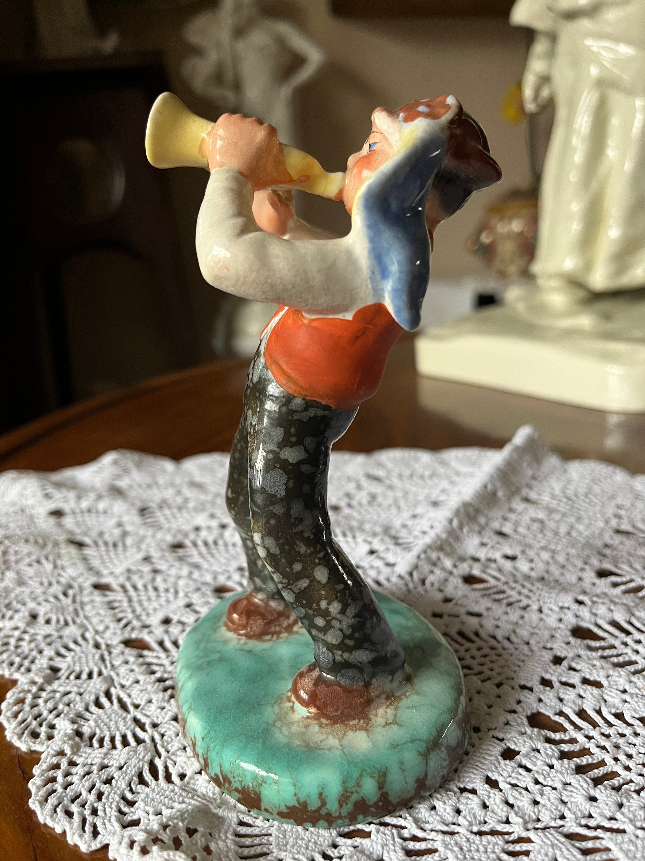 Antique RARE Vintage Art Deco Ditmar Urbach Boy With a Trumpet Figurine ...