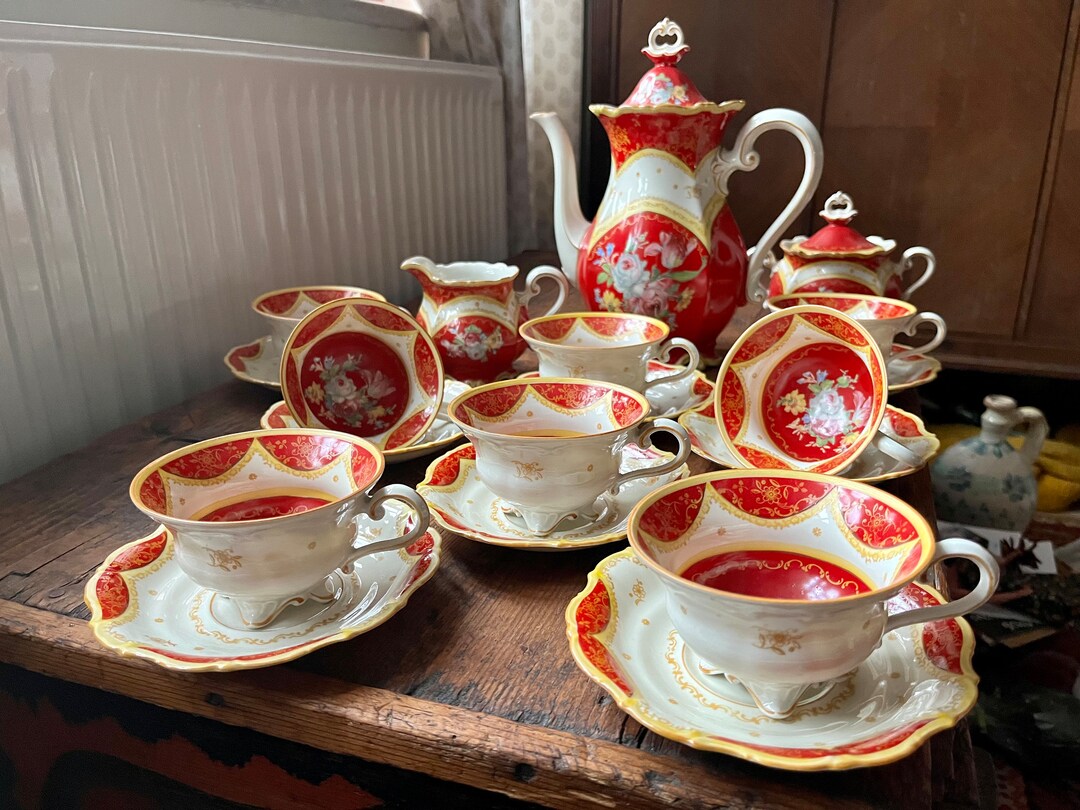 ULTRA RARE Tillowitz Epos Upper-silesia Fine Porcelain Tea Set for 8 ...