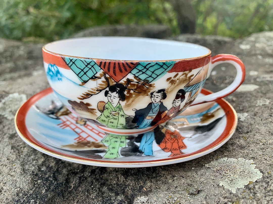 Antique Vintage Chinese Marked Tea Cup With Beautiful Geisha Pattern ...