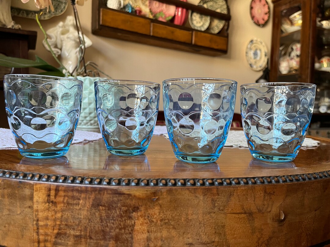 Beautiful Blue Glass Cups/ Drinking Glasses, One Small Fault, Great ...