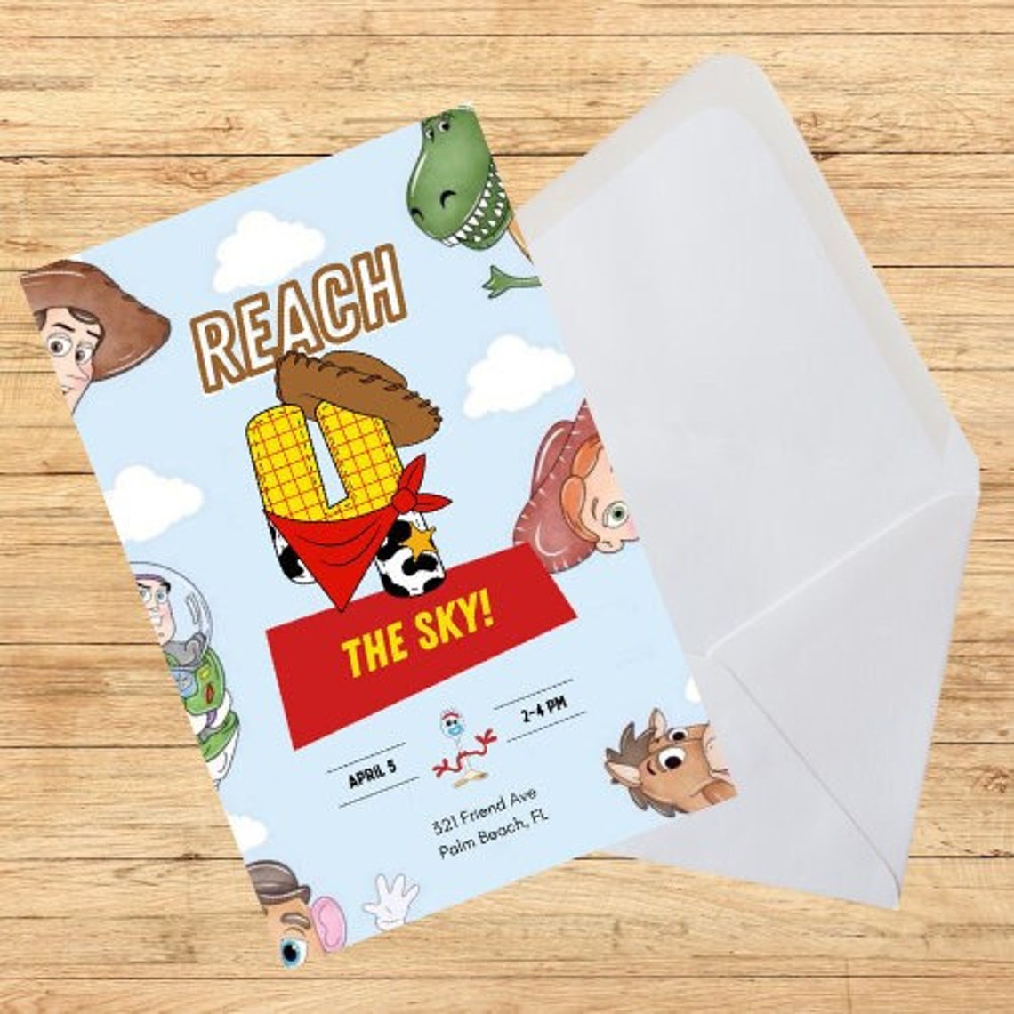 Editable Toy Cowboy Space Birthday Invitation | Reach Four the Sky ...