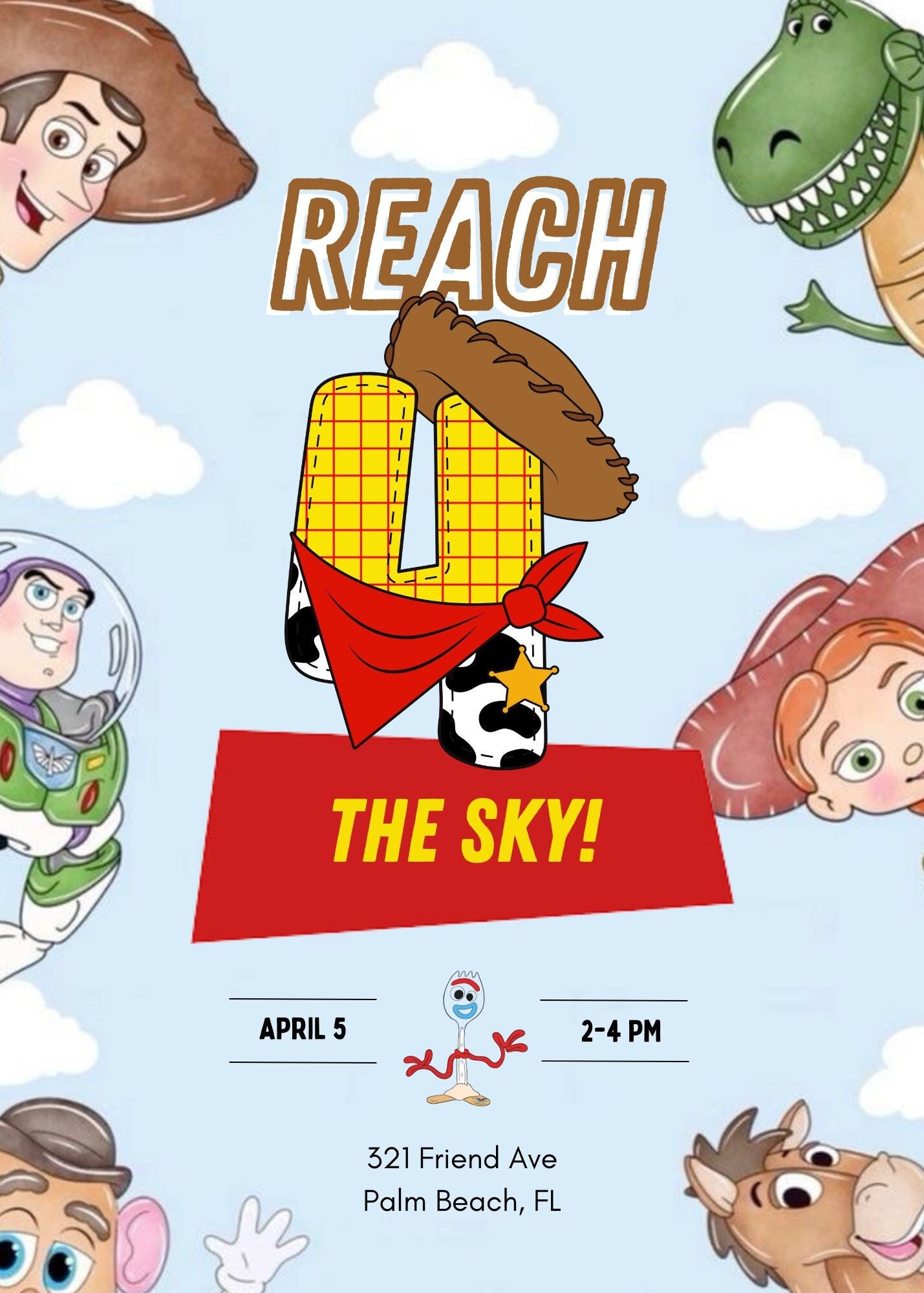 Editable Toy Cowboy Space Birthday Invitation | Reach Four the Sky ...