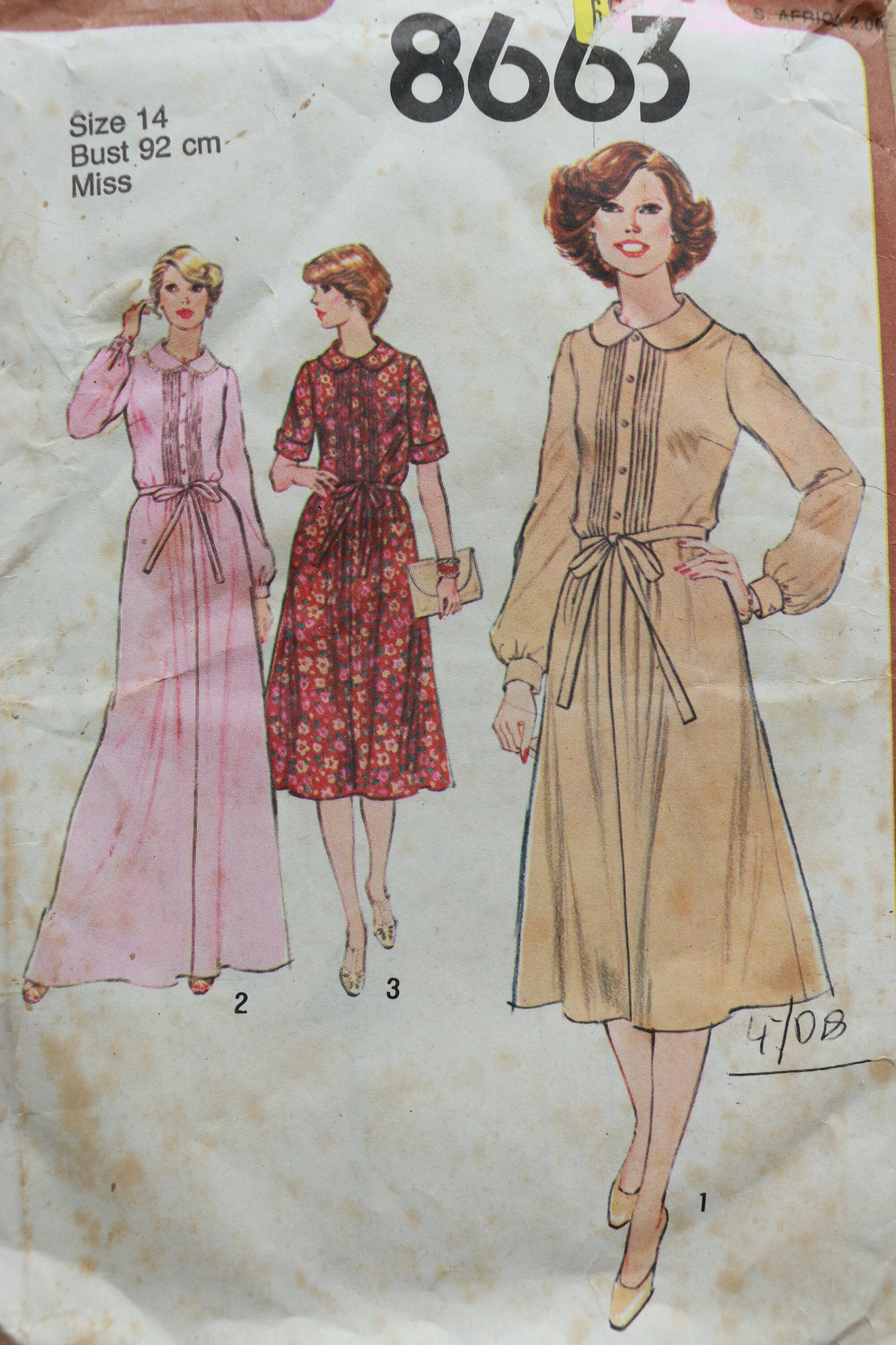 Simplicity Sewing Pattern 8663 Dress in 2 Lengths and Tie Belt - Size 14 - Bust 92cm - 1970s ...