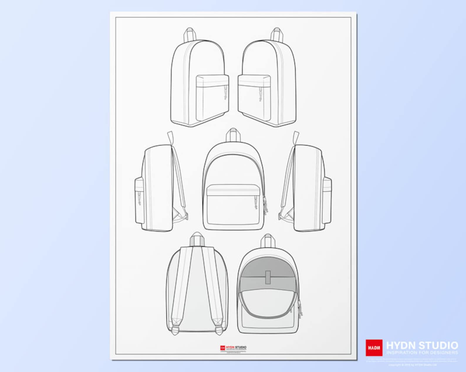 BACKPACK Design Vector Fashion Flat Templates / Fashion | Etsy