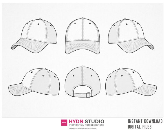 Creative Fashion Flat Sketch Cap Design Template for Art and Illustrations