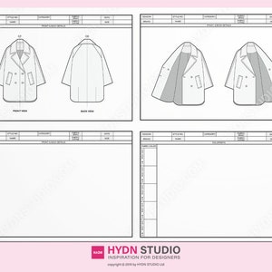 Vector Complete Coat Outer Design Techpack Template Technical Drawings, Fashion CAD, and Flat ...