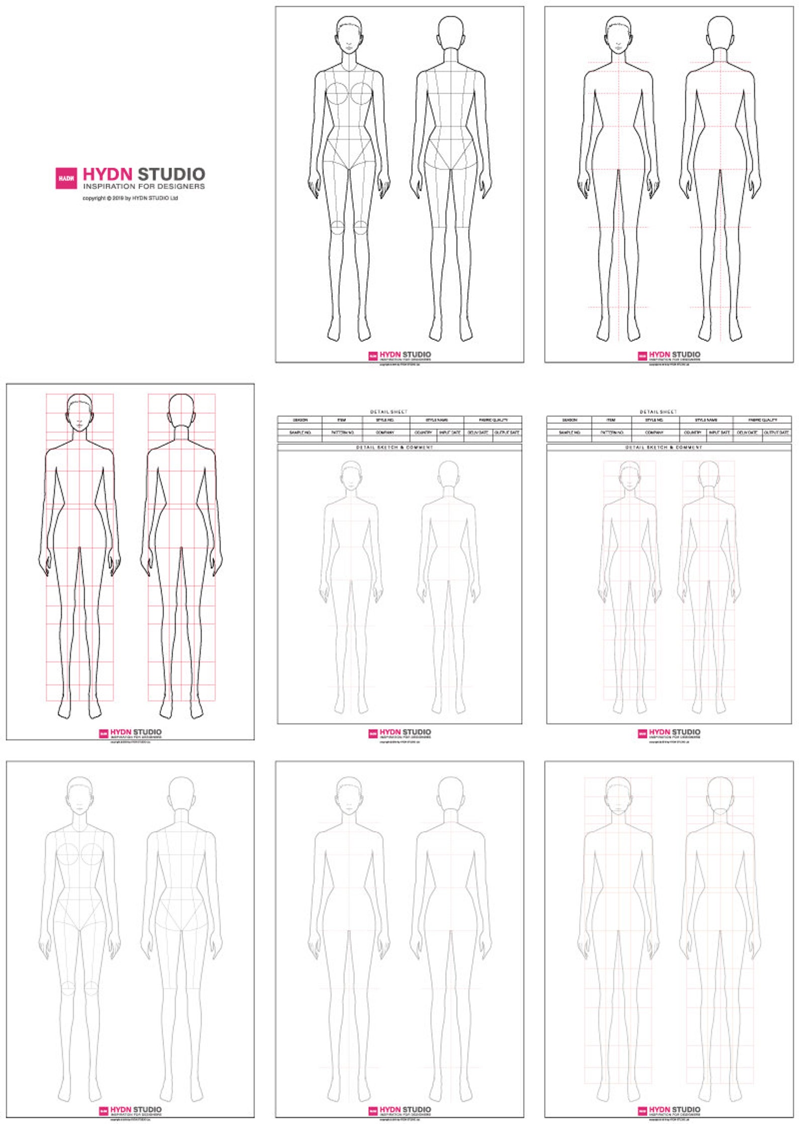 Women's Fashion Body Figure Template (8 Heads) | Croquis & Drawing - Etsy