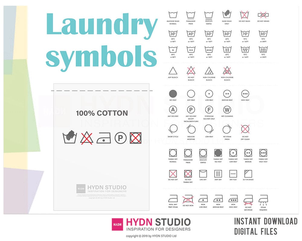 Vector Laundry Symbols ISO Ver Fashion Templates Digital - Etsy