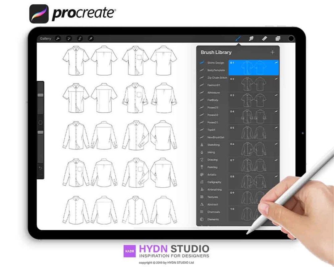 Shirts Design Set Procreate Stamp Brushes for Fashion Design - Etsy