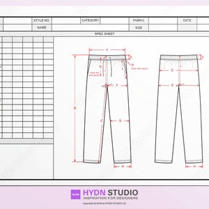 Vector Track Pants + Size Spec Sheet / Techpack Template / Technical ...