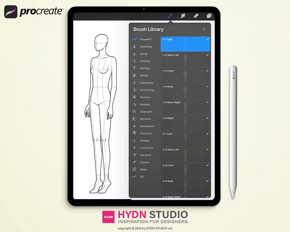 Fashion Body Poses Design Procreate Stamp Brushes for Fashion ...