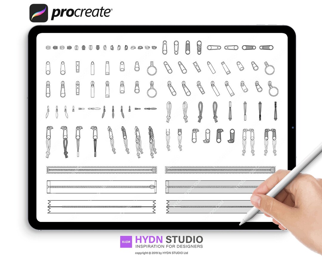 Zipper Slider Design Set Procreate Stamp Brushes (98 Brushes) - Etsy