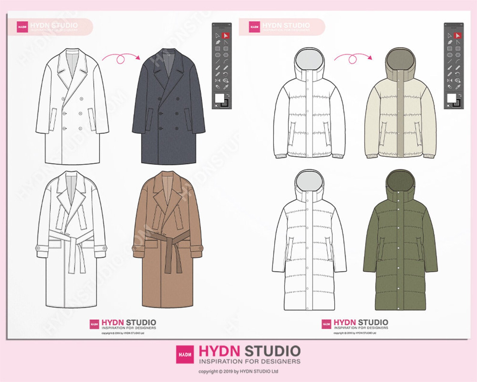 Vector Coat Outer Down Jacket Design Set 22 Style Vector Outer Designs ...