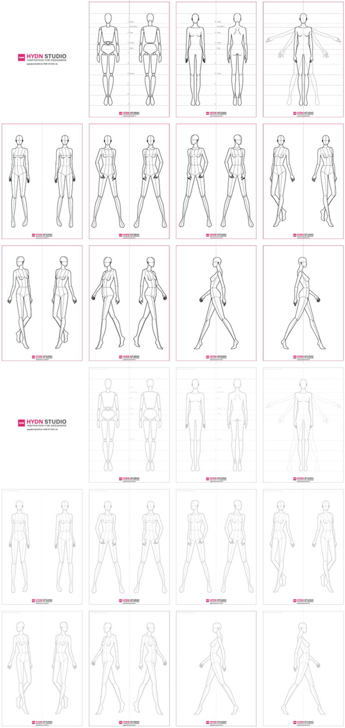 Fashion Figure Template Part 03 (9 Heads/women) | Croquis & Design Body ...