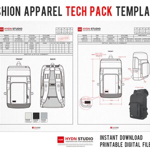 Fashion Tech Pack Templates A4 Size / Excel Template / Fashion Template ...