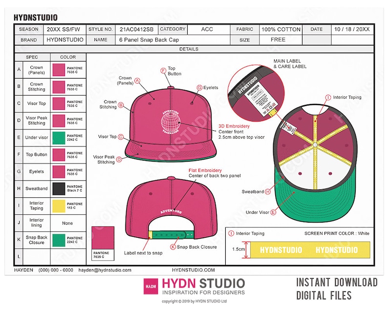 Vector Snapback Tech Pack - Create Your Own Custom Snapback Design - Etsy