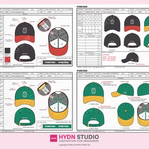 Stylish Vector Baseball Cap Tech Pack With Flat Sketch Design - Etsy