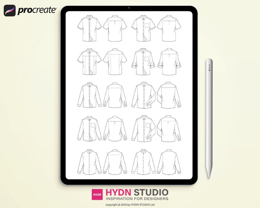 Shirts Design Set Procreate Stamp Brushes for Fashion Design - Etsy