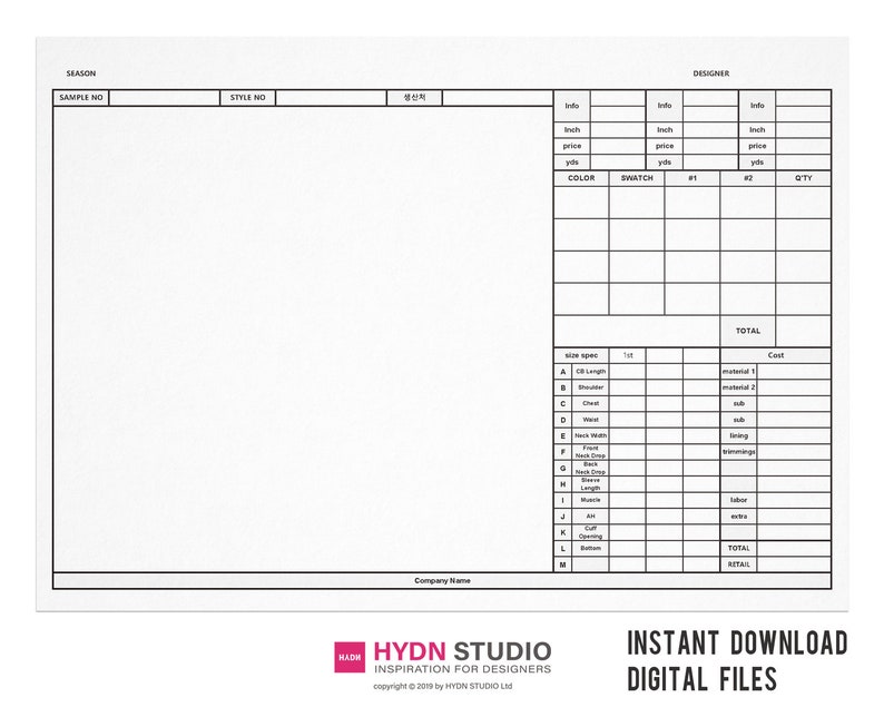 Tech Pack Template (english A4 Size) 05 / Technical Drawings / Fashion ...