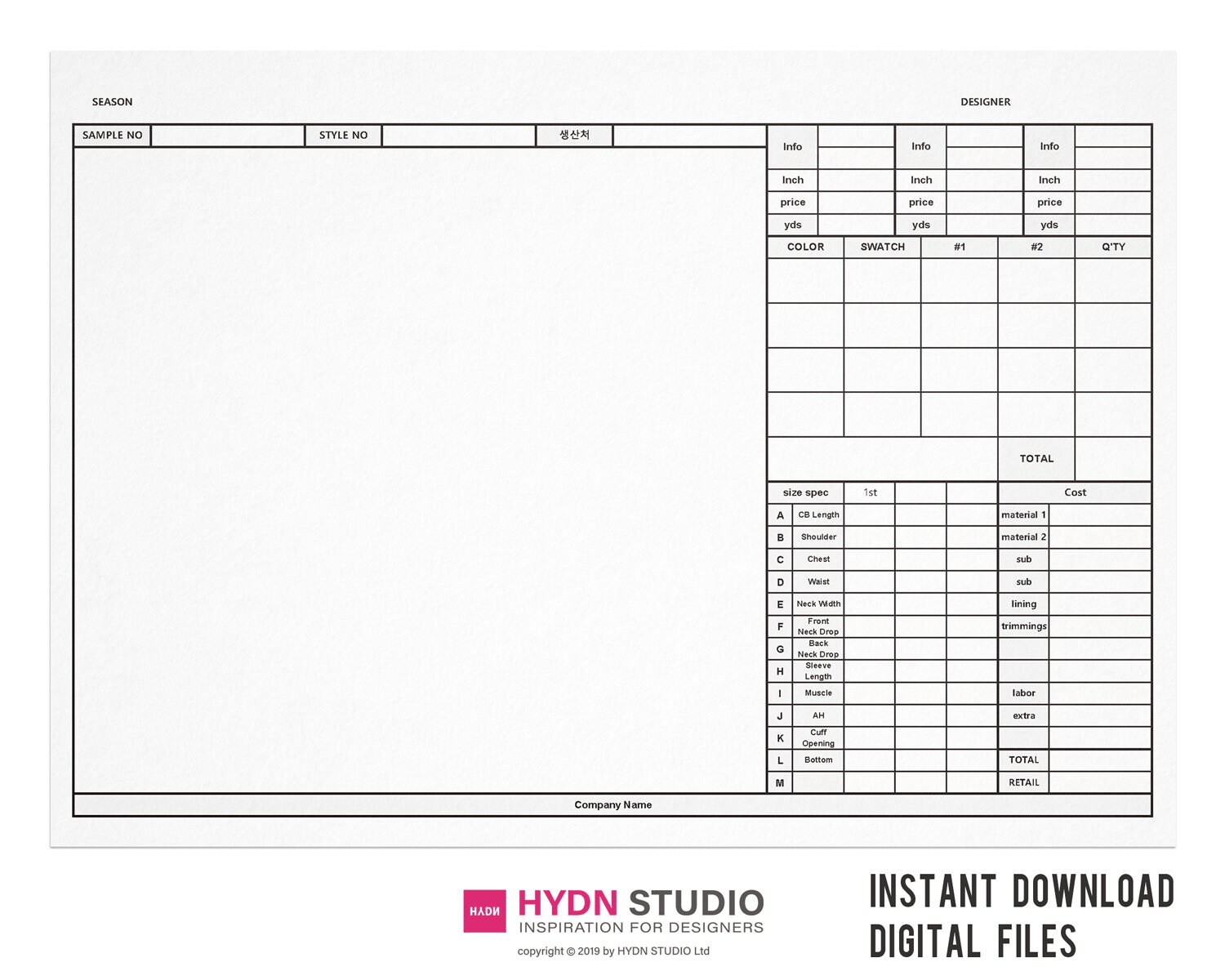 Tech Pack Template (english A4 Size) 05 / Technical Drawings / Fashion ...