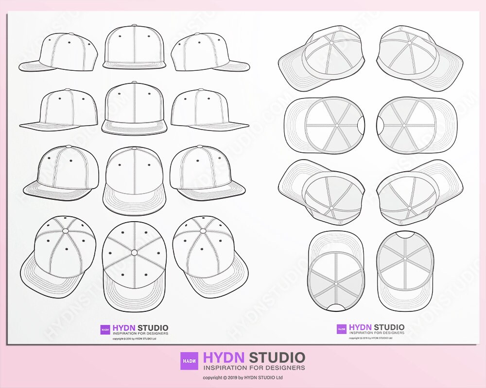 Vector Apparel Snapback Cap Design Templates Pack - Etsy