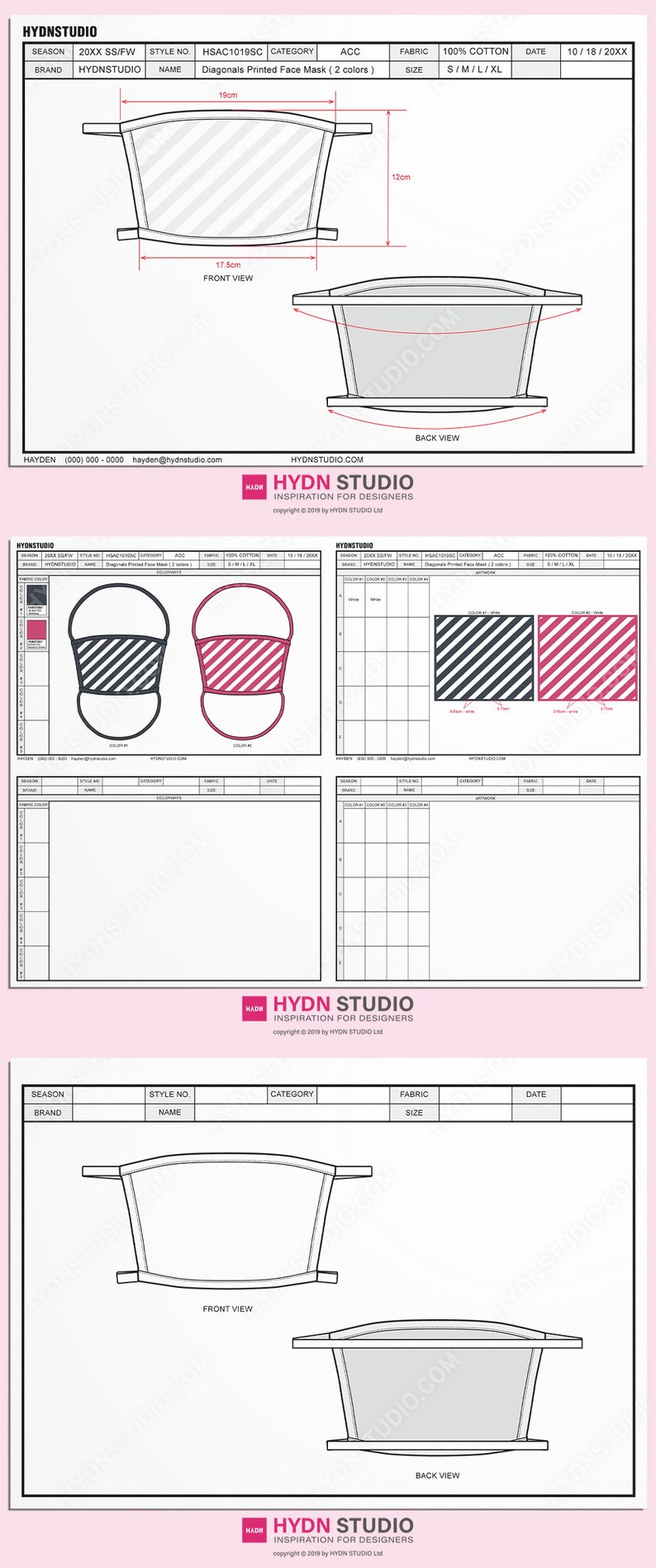 Mask Tech Pack / Technical Drawings / Fashion Template / Illustrator ...