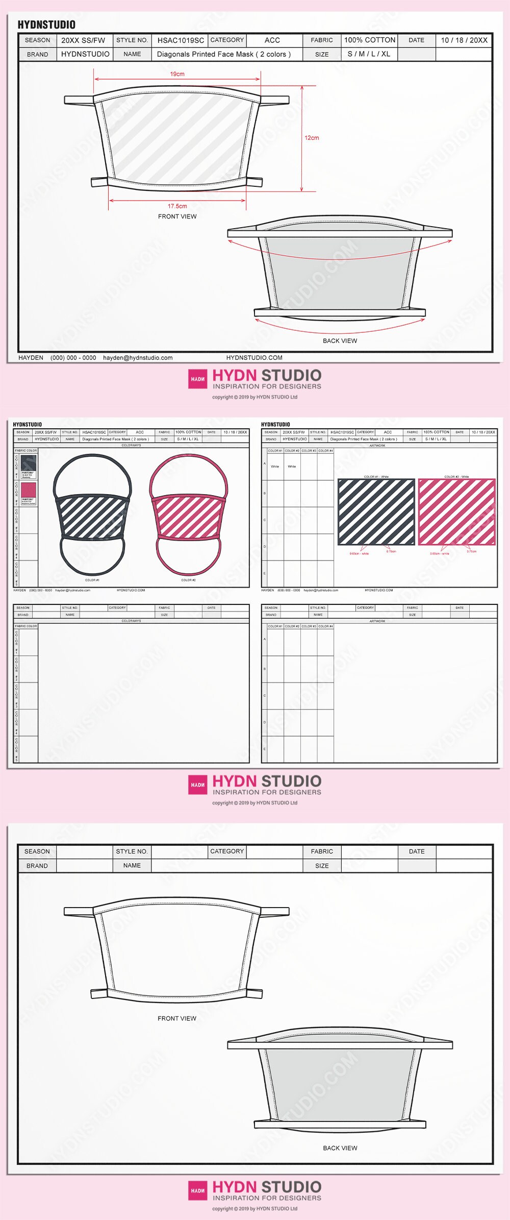 Mask Tech Pack / Technical Drawings / Fashion Template / Illustrator ...